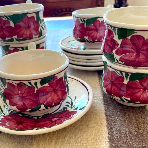Dining | Set Of Service For Six Mexican Pottery Cups And Saucers | Poshmark